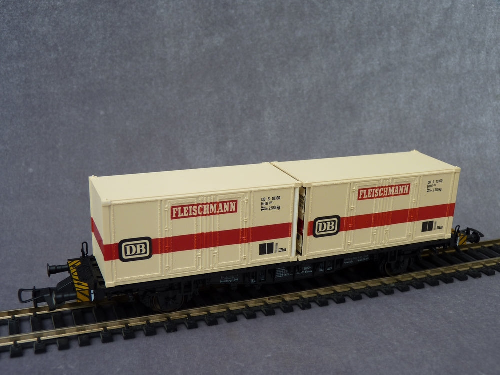 FLEISCHMANN 1476 - Wagon chargé de 2 containers FLEISCHMANN de la DB ...